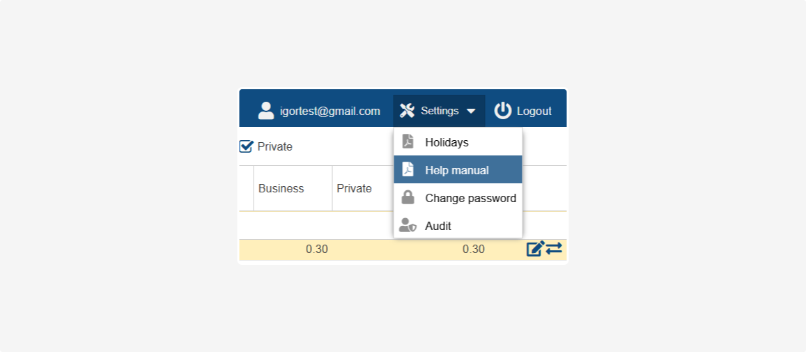 Using the settings on the LogBook portal